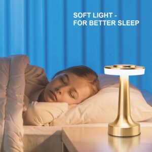 O’Bright Portable LED Table Lamp with Touch Sensor, 3-Levels Brightness, Rechargeable Battery Up to 48 Hours Usage, Night Light for Kids Nursery, Nightstand Lamp, Bedside Lamp (Gold)