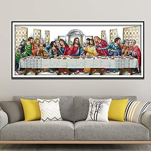 Joy Sunday Jesus Cross Stitch Kits 14CT Counted Full Range of Embroidery Starter Kit for Beginners Unprinted Pattern-The Last Supper