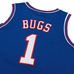 CNALLAR Men's Bugs 1 Space Movie Jersey Basketball Jersey S-XXL White/Black (Blue, Medium)