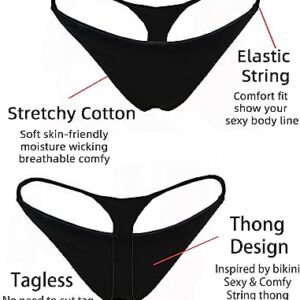 KUKU PANDA Cotton Thongs for Women Sexy Seamless Woman G String Panties 3 Pack Set (Black/Red/White, Small)