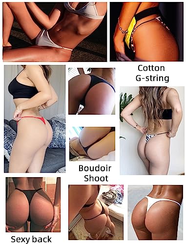 KUKU PANDA Cotton Thongs for Women Sexy Seamless Woman G String Panties 3 Pack Set (Black/Red/White, Small)