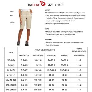 BALEAF Women's Hiking Shorts Bermuda Long Knee Length Quick Dry Stretch Elastic Waist for Camping, Travel Sage Green Size L