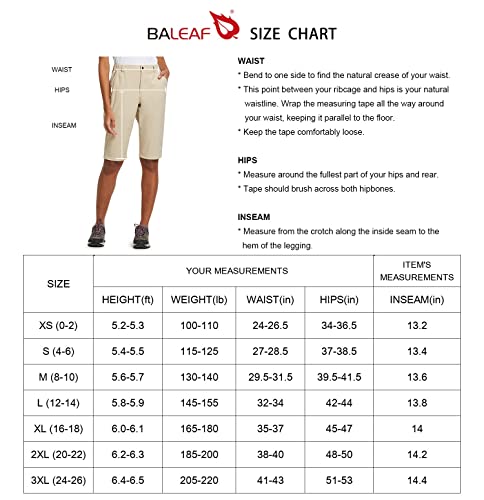 BALEAF Women's Hiking Shorts Bermuda Long Knee Length Quick Dry Stretch Elastic Waist for Camping, Travel Sage Green Size L