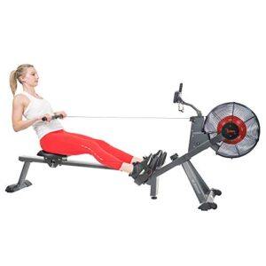 sunny health & fitness air plus magnetic resistance rowing machine – sf-rw5940, gray