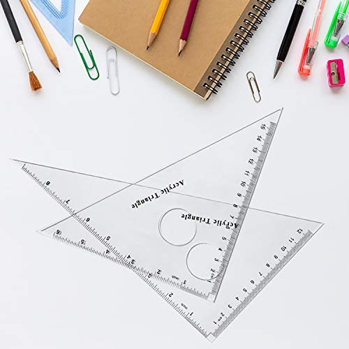 Coopay Large Triangle Ruler Set Square, 30/60 and 45/90 Degrees, Circular Hollow