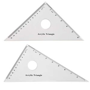 coopay large triangle ruler set square, 30/60 and 45/90 degrees, circular hollow