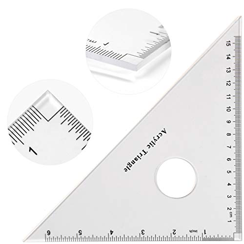 Coopay Large Triangle Ruler Set Square, 30/60 and 45/90 Degrees, Circular Hollow