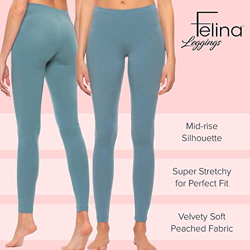 Felina Velvety Super Soft Lightweight Style 2801 Leggings 2-Pack - for Women - Yoga Pants, Workout Clothes (Big City, Small)