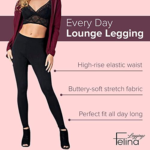 Felina Velvety Super Soft Lightweight Style 2801 Leggings 2-Pack - for Women - Yoga Pants, Workout Clothes (Big City, Small)