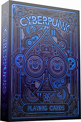 Cyberpunk Blue Playing Cards, Cardistry Decks, Black Deck of Playing Cards for Kids & Adults, Cool Playing Cards with Card Game e-Book, Unique Playing Cards for Poker, Cyberpunk Cards