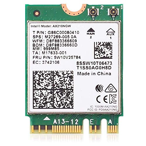 AX210NGW DTK WiFi Card WiFi 6E Supports 6GHz, 2230, 2x2 AX+BT 5.3+Tri-Band, Includes RF Cable (11 inch), 5dBi High Gain Antennas and Low-Profile Brackets