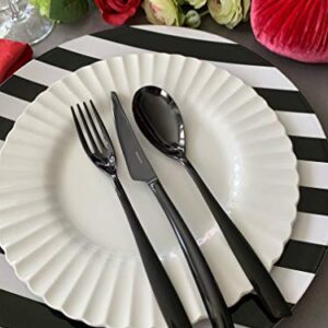 Bugatti Italy Riviera Black 5 Piece Place Setting flatware set cutlery silverware dinnerware (Black shiny)