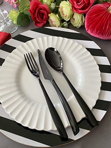 Bugatti Italy Riviera Black 5 Piece Place Setting flatware set cutlery silverware dinnerware (Black shiny)