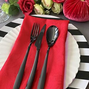 Bugatti Italy Riviera Black 5 Piece Place Setting flatware set cutlery silverware dinnerware (Black shiny)