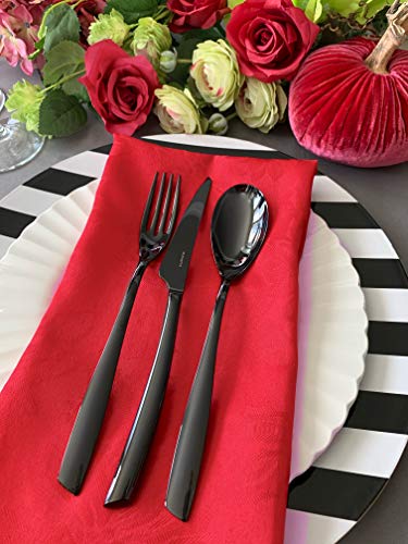 Bugatti Italy Riviera Black 5 Piece Place Setting flatware set cutlery silverware dinnerware (Black shiny)