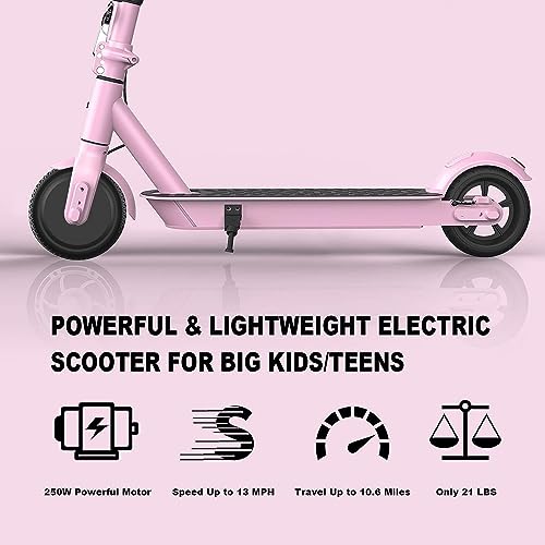 Hiboy S2 Lite Electric Scooter - 6.5" Solid Tires - Up to 10.6 Miles Long-Range & 13 MPH Portable Folding Commuting Scooter for Teens/Adults (Sakura Pink)