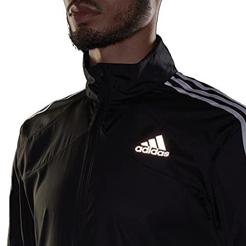 adidas Men's Marathon Jacket 3-Stripes, Black/White, Medium