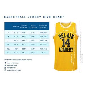 Generies #14 The Fresh Prince of Bel Air Academy Men Basketball Jersey, Yellow S