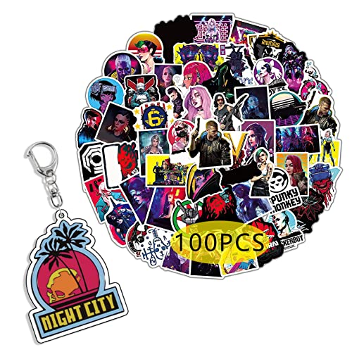 Kilmila Video Game Stickers 100Pcs (with Keychain Decoration) Gifts Merch Party Supplies for Computer Luggage Laptop for Teens