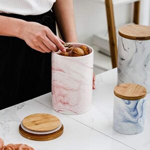 XUDREZ Ceramic Food Storage Jar - Marble Look Porcelain Canister Bamboo Lid with Airtight Silicone Seal, Perfect for Tea, Coffee, Spices or Snacks (4)