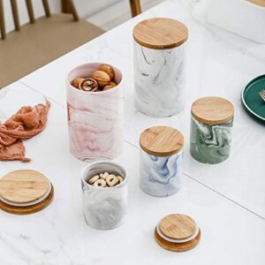 XUDREZ Ceramic Food Storage Jar - Marble Look Porcelain Canister Bamboo Lid with Airtight Silicone Seal, Perfect for Tea, Coffee, Spices or Snacks (4)