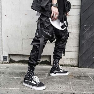 XYXIONGMAO Men's Streetwear Joggers Techwear Cyberpunk Clothing Urban Hip Hop Pants Black Streetwear Gothic Sweatpants Tactical Cargo Pants for Men(Black, XXL)