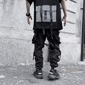 XYXIONGMAO Men's Streetwear Joggers Techwear Cyberpunk Clothing Urban Hip Hop Pants Black Streetwear Gothic Sweatpants Tactical Cargo Pants for Men(Black, XXL)