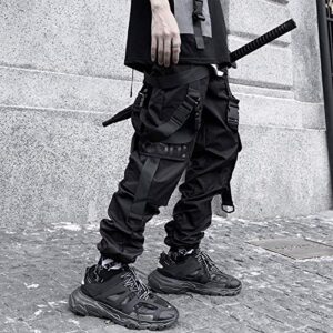 XYXIONGMAO Men's Streetwear Joggers Techwear Cyberpunk Clothing Urban Hip Hop Pants Black Streetwear Gothic Sweatpants Tactical Cargo Pants for Men(Black, XXL)