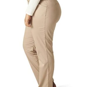 Lee Women's Plus Size Wrinkle Free Relaxed Fit Straight Leg Pant, Flax, 20W Medium