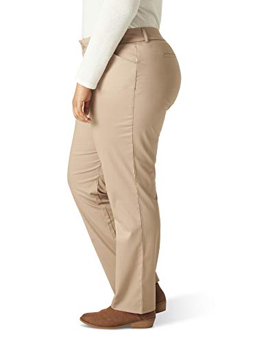 Lee Women's Plus Size Wrinkle Free Relaxed Fit Straight Leg Pant, Flax, 20W Medium