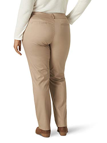 Lee Women's Plus Size Wrinkle Free Relaxed Fit Straight Leg Pant, Flax, 20W Medium