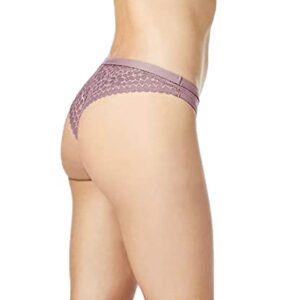 Jessica Simpson Women's Underwear - 3 Pack Microfiber Lace Tanga Panties (S-XL), Size Medium, Black/Grape Shake/Rose Smoke