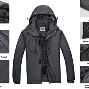 WULFUL Men's Waterproof Ski Jacket Warm Winter Snow Coat Mountain Windbreaker Hooded Raincoat