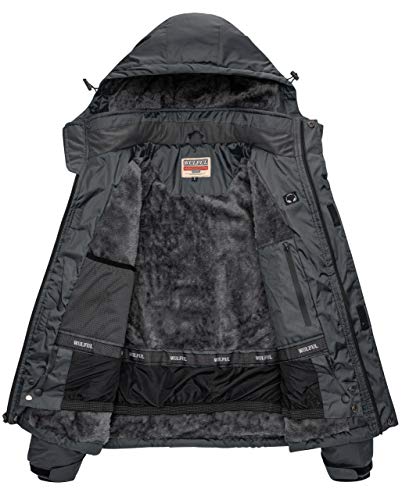 WULFUL Men's Waterproof Ski Jacket Warm Winter Snow Coat Mountain Windbreaker Hooded Raincoat