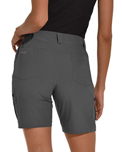 VAYAGER Women's Hiking Cargo Shorts Quick Dry Lightweight Stretch Shorts Golf Fishing Outdoor Casual Shorts Grey X-Small