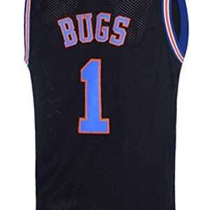 Youth Bugs 1 Space Movie Jersey Basketball Jersey for Boys/Girls Black Size S