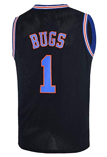 Youth Bugs 1 Space Movie Jersey Basketball Jersey for Boys/Girls Black Size S