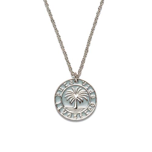 Pura Vida Silver Live Free Medallion Necklace - 16 Inches, 2" Extender