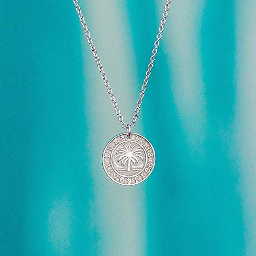 Pura Vida Silver Live Free Medallion Necklace - 16 Inches, 2" Extender