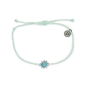 pura vida silver sunkissed bracelet - waterproof, adjustable - winterfresh green