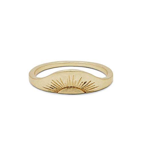 Pura Vida Gold-Plated Rising Sun Ring - Brass Base, Hammered Finish - Size 7