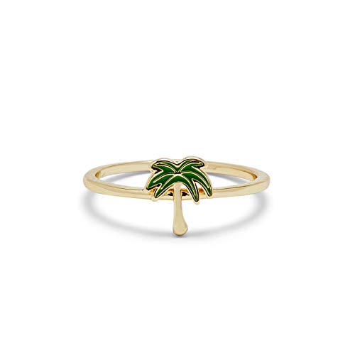 Pura Vida Gold-Plated Paradise Palms Ring - .925 Sterling Silver Band - Size 8