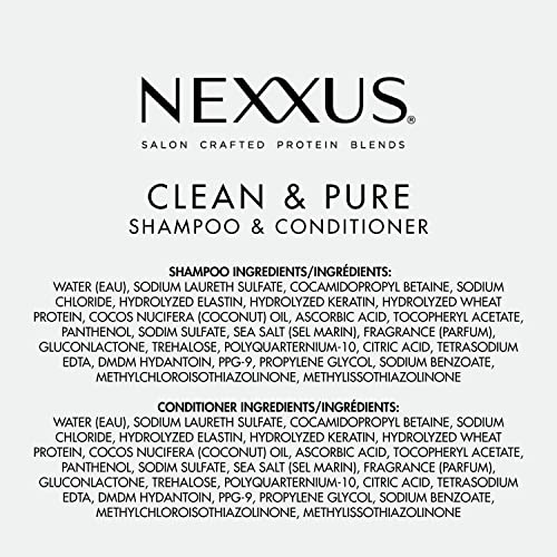 Nexxus Clean and Pure Clarifying Shampoo and Conditioner With ProteinFusion, 2-Pack for Nourished Hair Paraben Free Salon Shampoo 33.8 oz