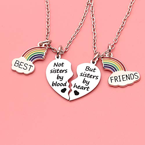 Maxforever Best Friends Gifts Best Friends 2 Split Heart Necklaces Friendship Jewelry Birthday Christmas Gifts for Best Friends (Not sisters by blood but sisters by heart)