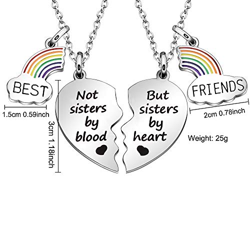 Maxforever Best Friends Gifts Best Friends 2 Split Heart Necklaces Friendship Jewelry Birthday Christmas Gifts for Best Friends (Not sisters by blood but sisters by heart)