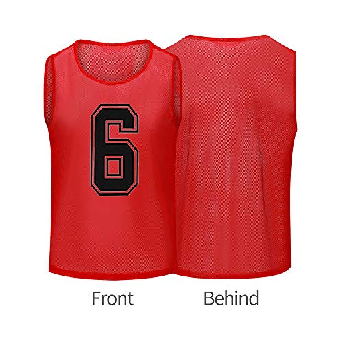 Antoyo Basketball Jersey，Pinnies Adult，Scrimmage Vests for Kids Soccer Training Equipment Red-M