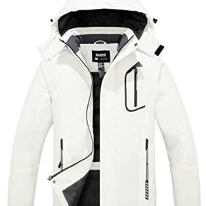 Skieer Men's Waterproof Snow Coat Downhill Skiing Jackets Winter Parka(White,X-Large)