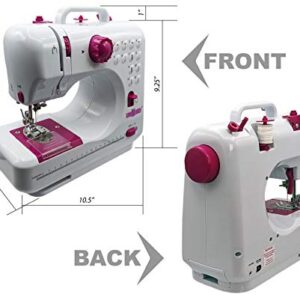 Sew Mighty Mini Sewing Machine – Portable, Battery & AC Powered, 12 Programmed Stitch Patterns, Dual Speed – Sews Forward & Reverse, AC Power or Battery Operated – Includes Foot Pedal