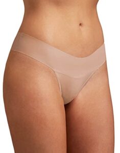 hanky panky women's breathe natural rise thong 6j1661b, taupe, xs