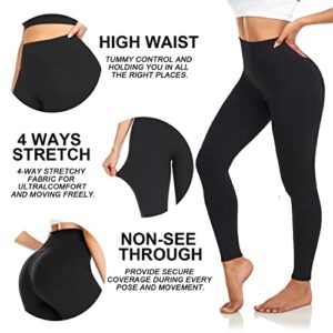 yeuG 7 Pack High Waisted Leggings for Women Tummy Control Soft Workout Yoga Pants(1#7 Pack Black,Large-X-Large)